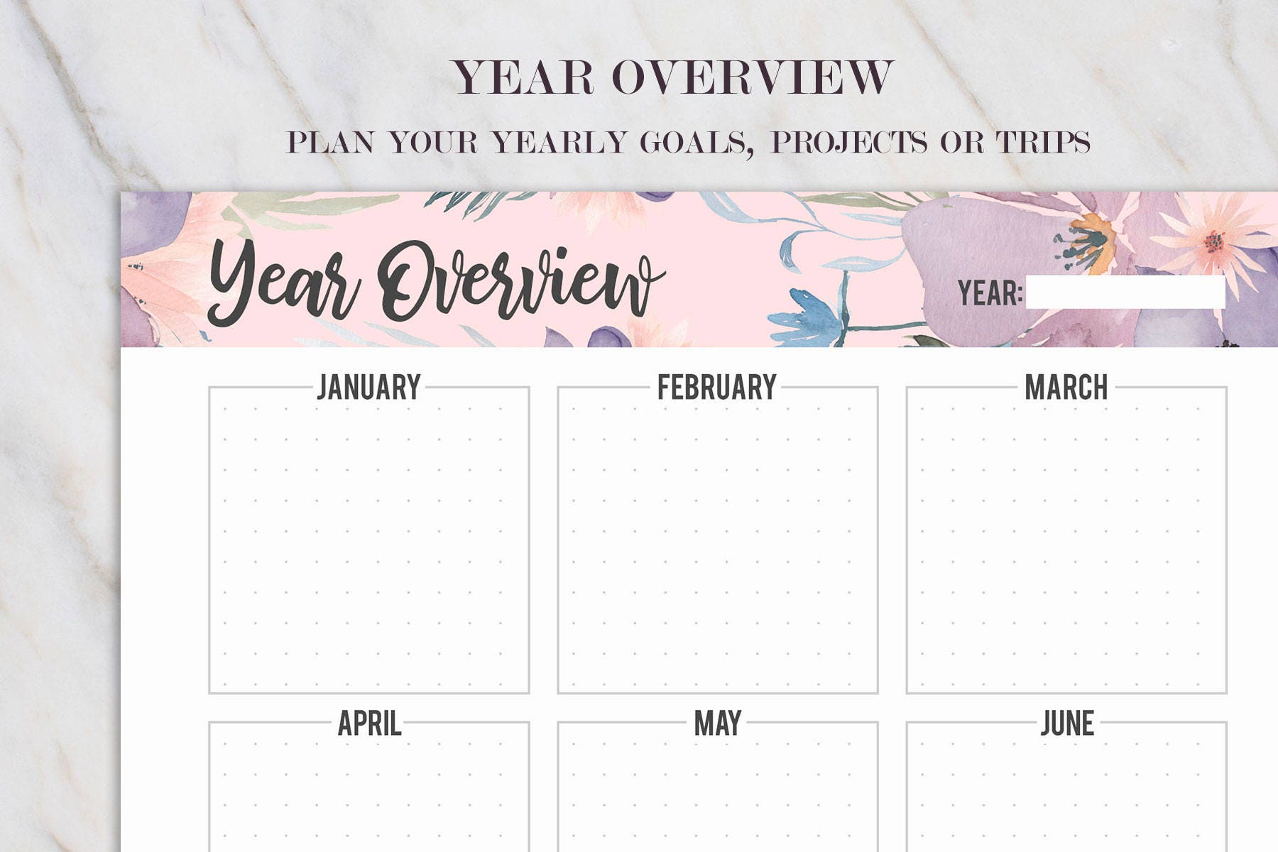 Happy Planner Year at a Glance, Happy Planner Inserts Printable, Year ...