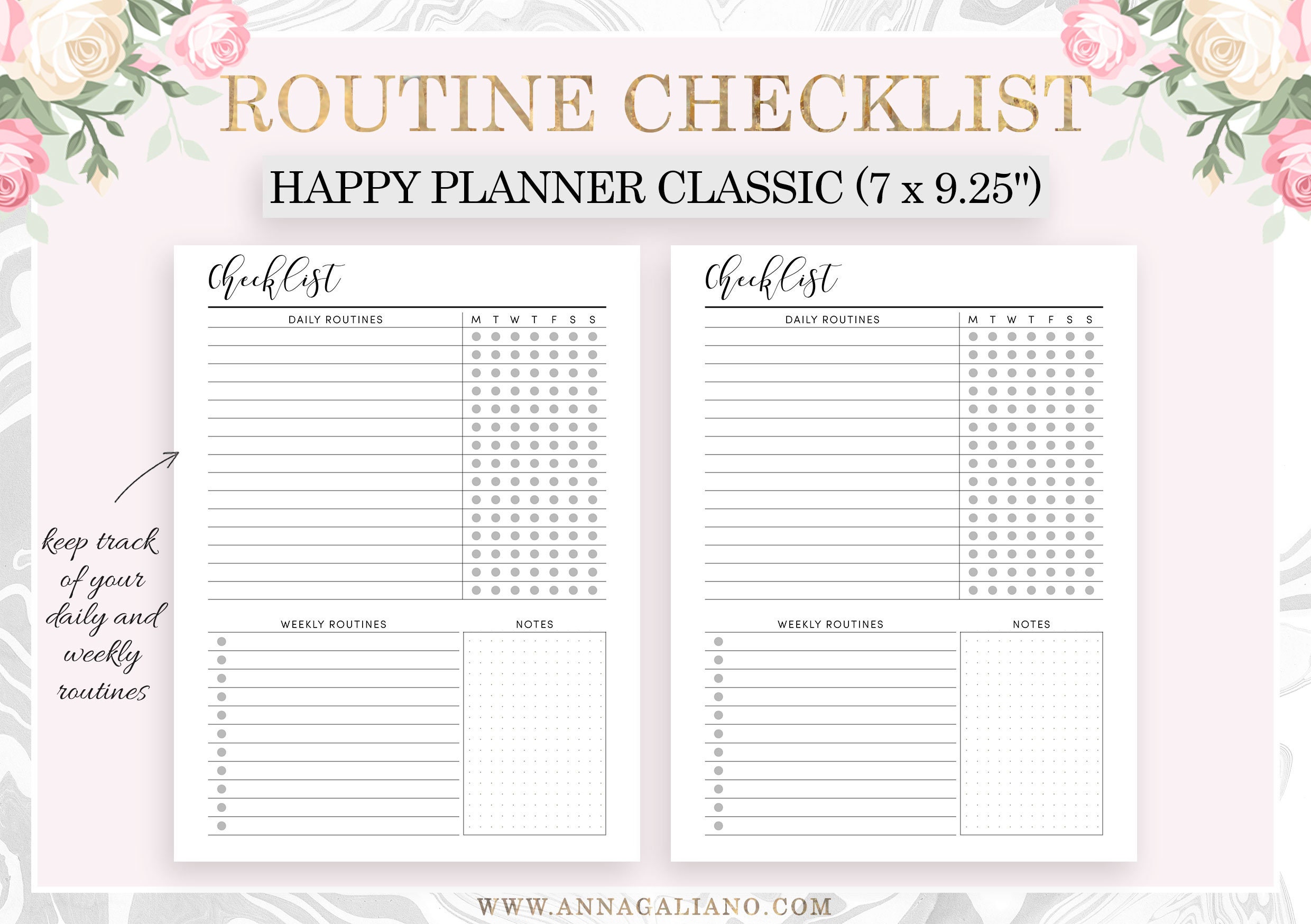 Daily Routine Checklist Printable, Happy Planner Classic Inserts ...