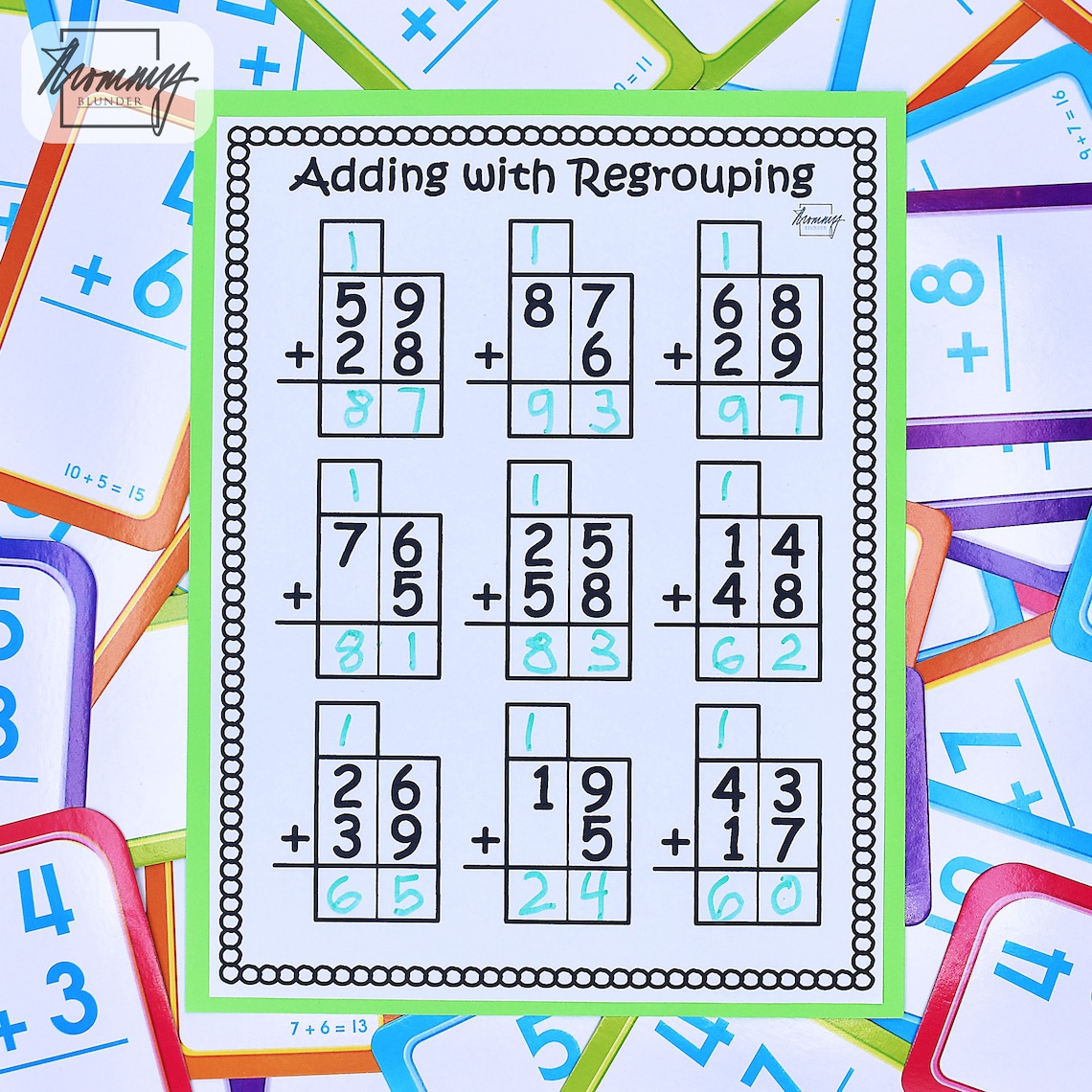 Addition With Regrouping Anchor Chart With 5 Addition Practice Sheets ...