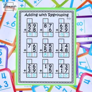 Addition With Regrouping Anchor Chart + Practice Sheets (digital ...