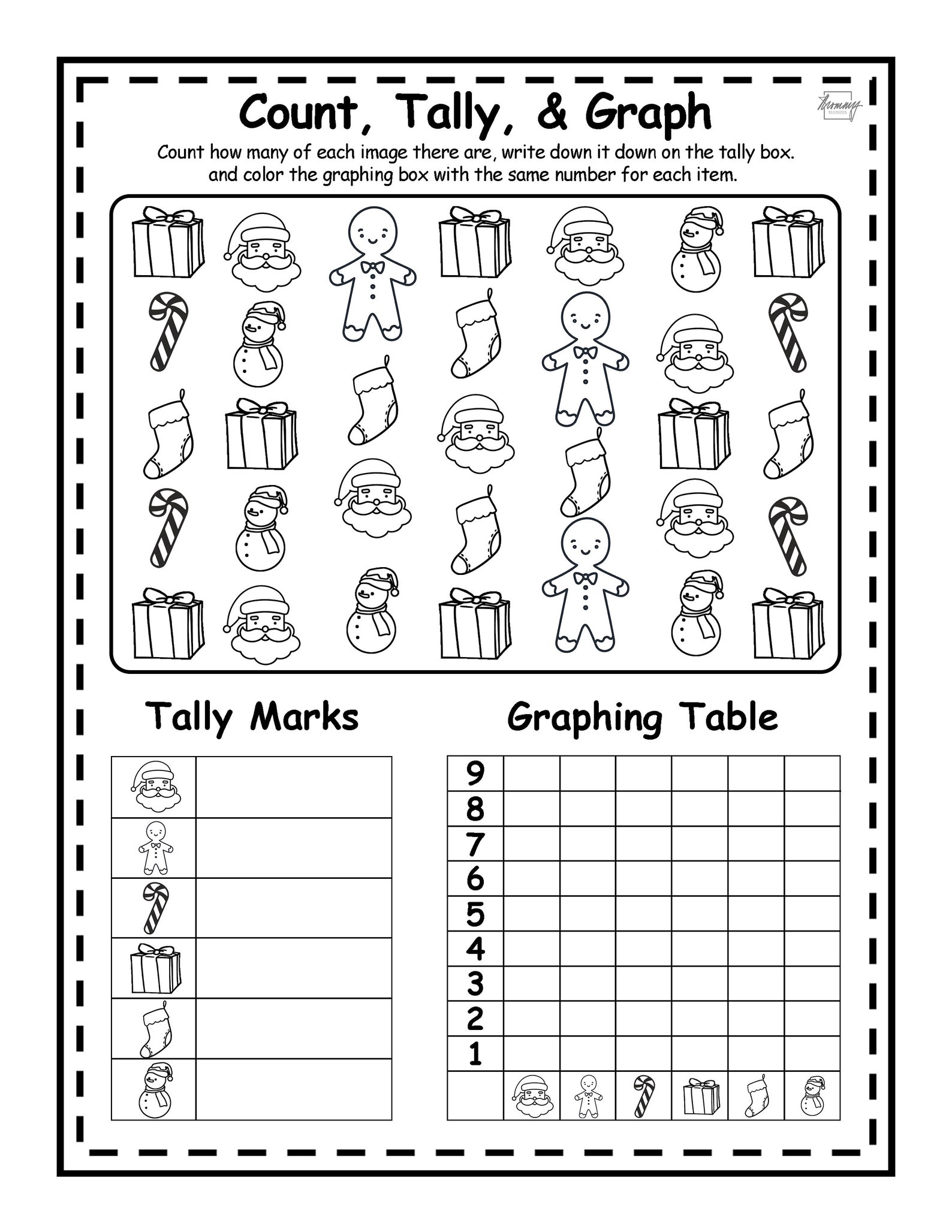 Count Tally and Graph Activity Sheet Thanksgiving Theme - Etsy