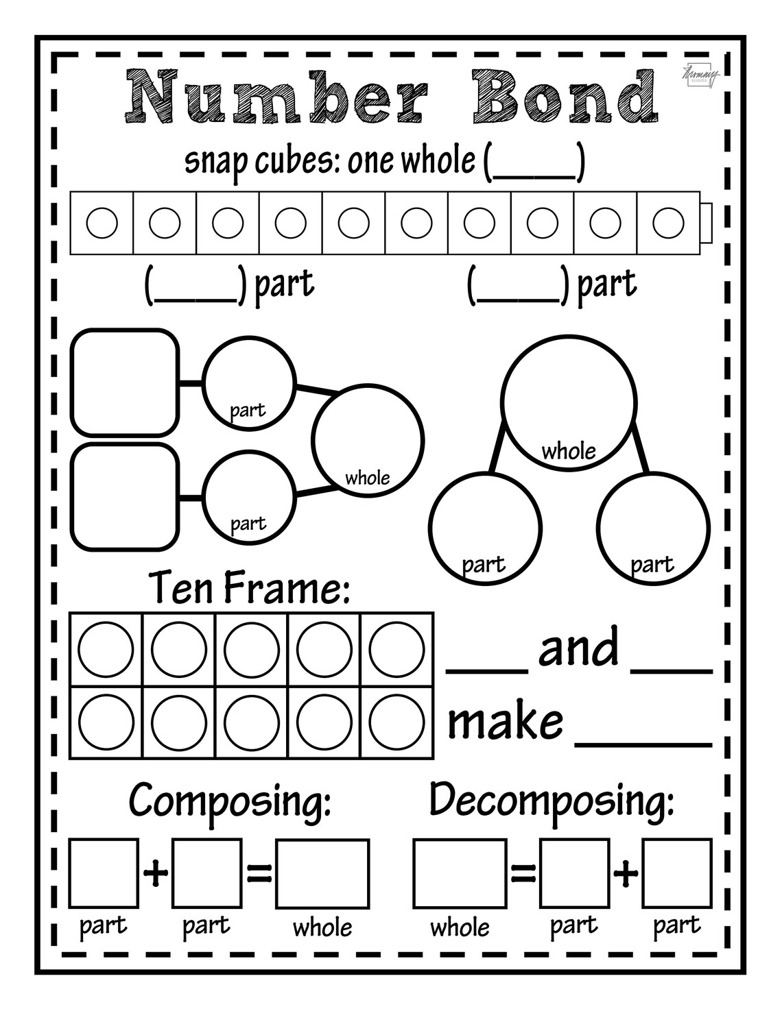 Number Bonds Anchor Chart Activity Sheet Practice Sheet - Etsy