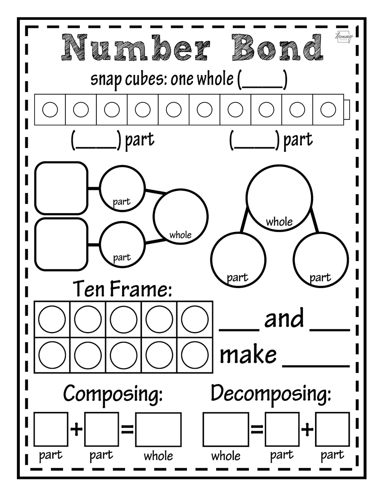 Number Bonds | Anchor Chart | Activity Sheet | Practice Sheet - Etsy