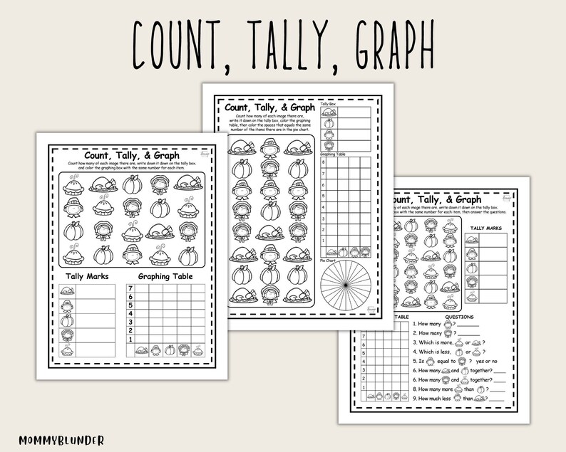 Count Tally and Graph Activity Sheet Thanksgiving Theme - Etsy