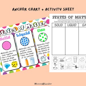 States of Matter | Changes in Matter | Anchor Chart + Activity Sheet - Etsy