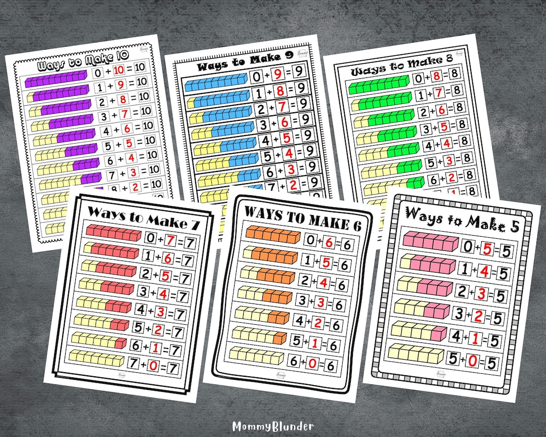 Addition Practice Sheets: Ways to Make 5-10 (digital Download) - Etsy