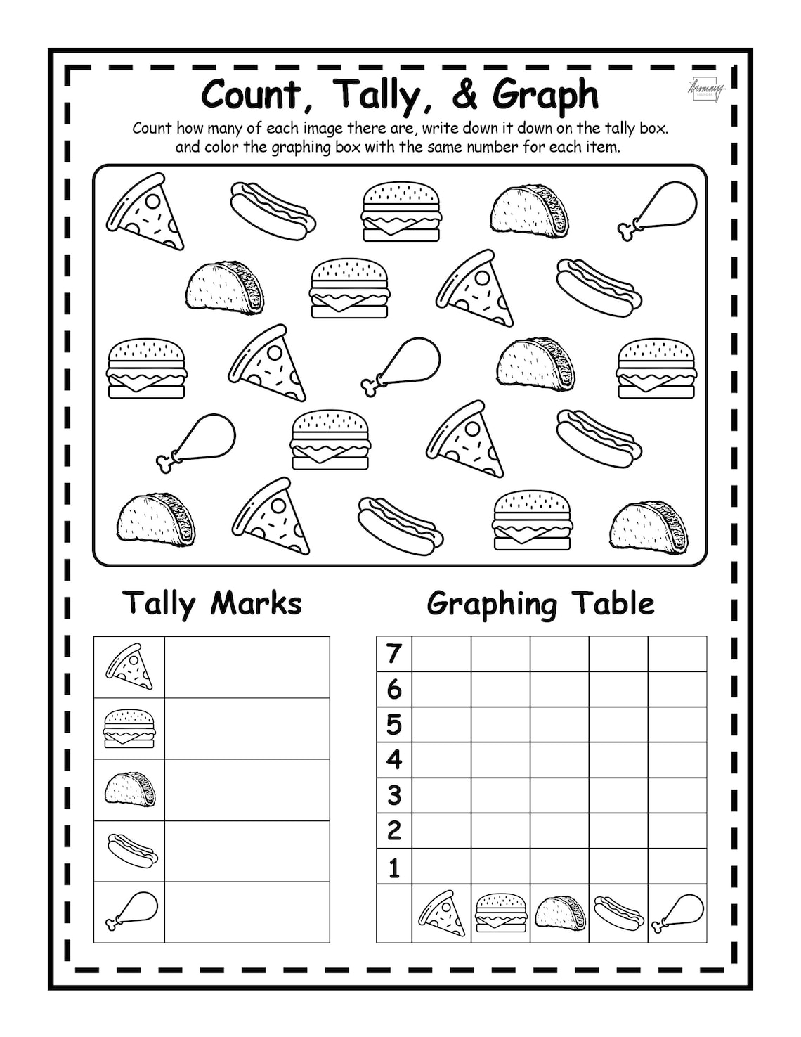Count Tally and Graph Activity Sheet Thanksgiving Theme - Etsy