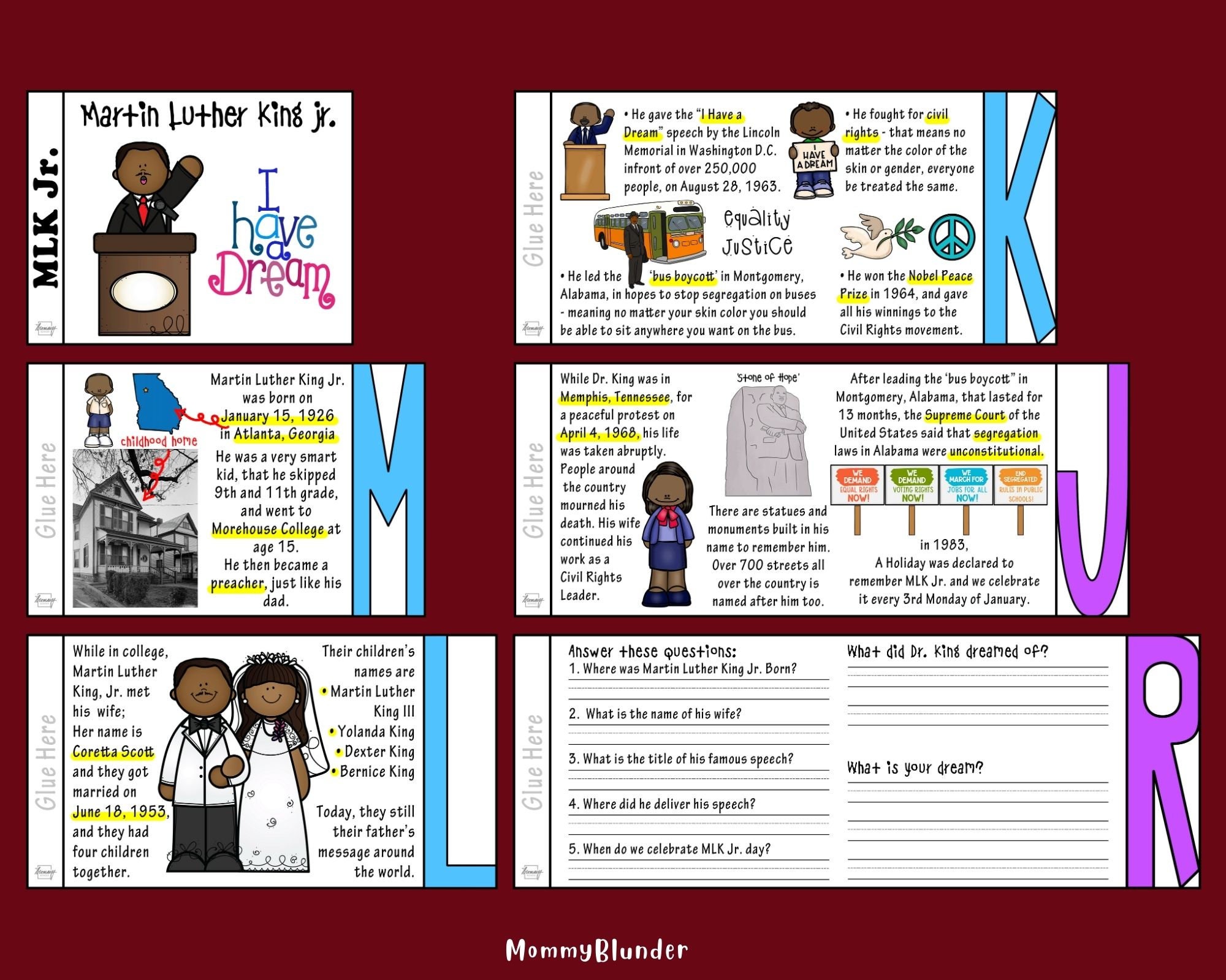 Martin Luther King Jr. Mini Booklet | Mini Lesson Book | About MLK Jr ...
