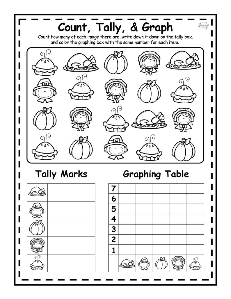 Count Tally and Graph Activity Sheet Thanksgiving Theme - Etsy