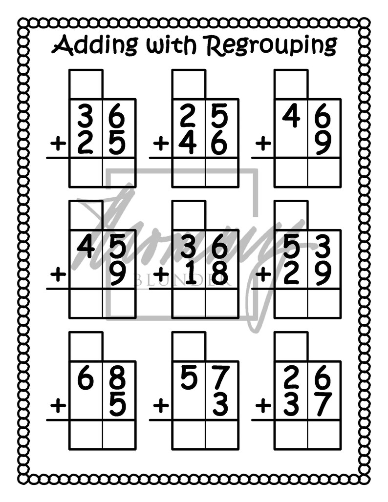 Adding With Regrouping Activity Sheets | Etsy