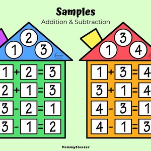 Math Houses Addition and Subtraction Multiplication and - Etsy