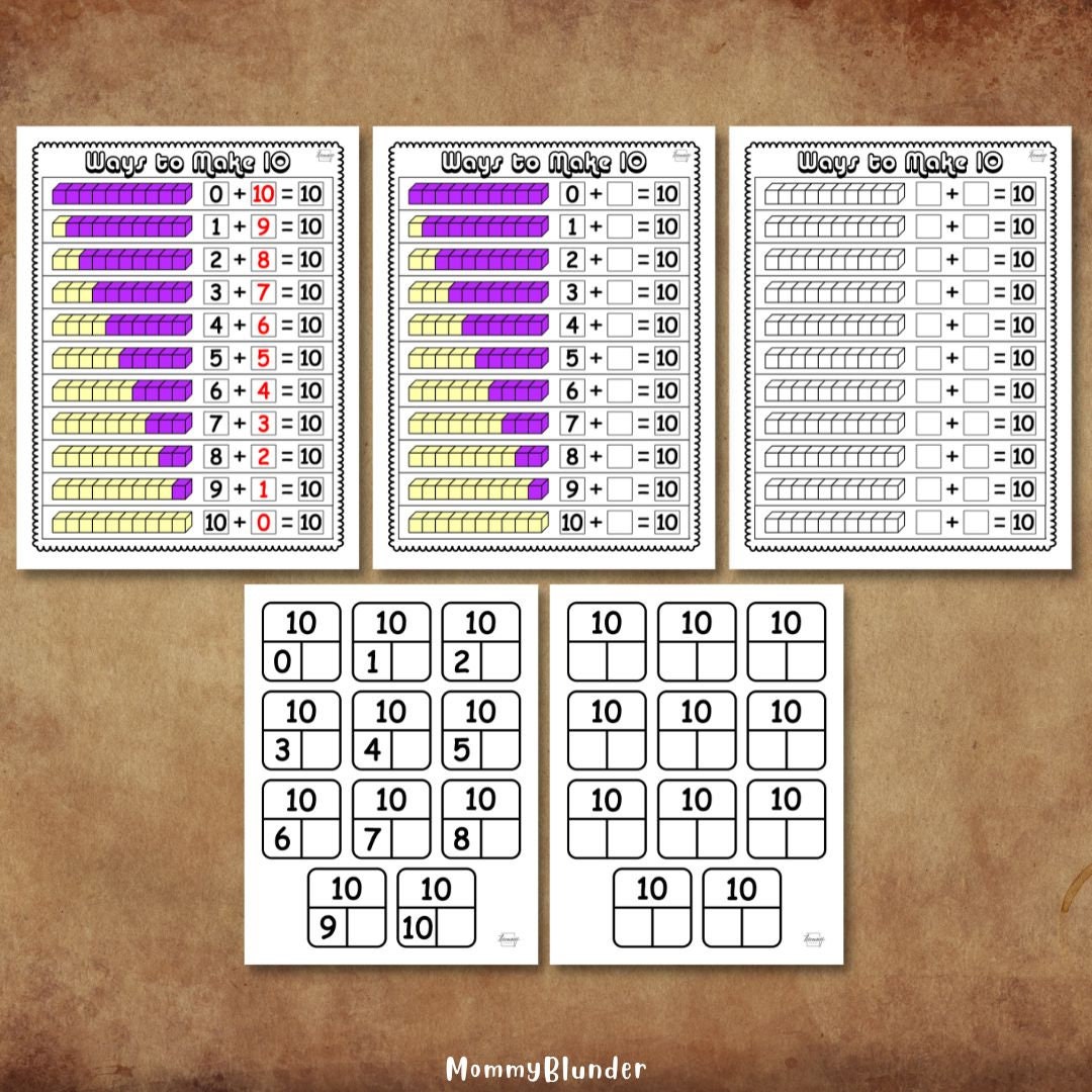 Ways to Make 5-6-7-8-9-10 | Addition Practice Sheets | Math Fluency ...