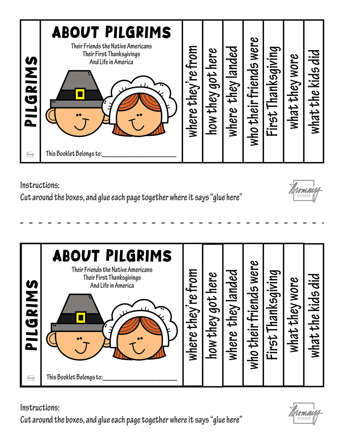 All About Pilgrims Mini Book - Etsy