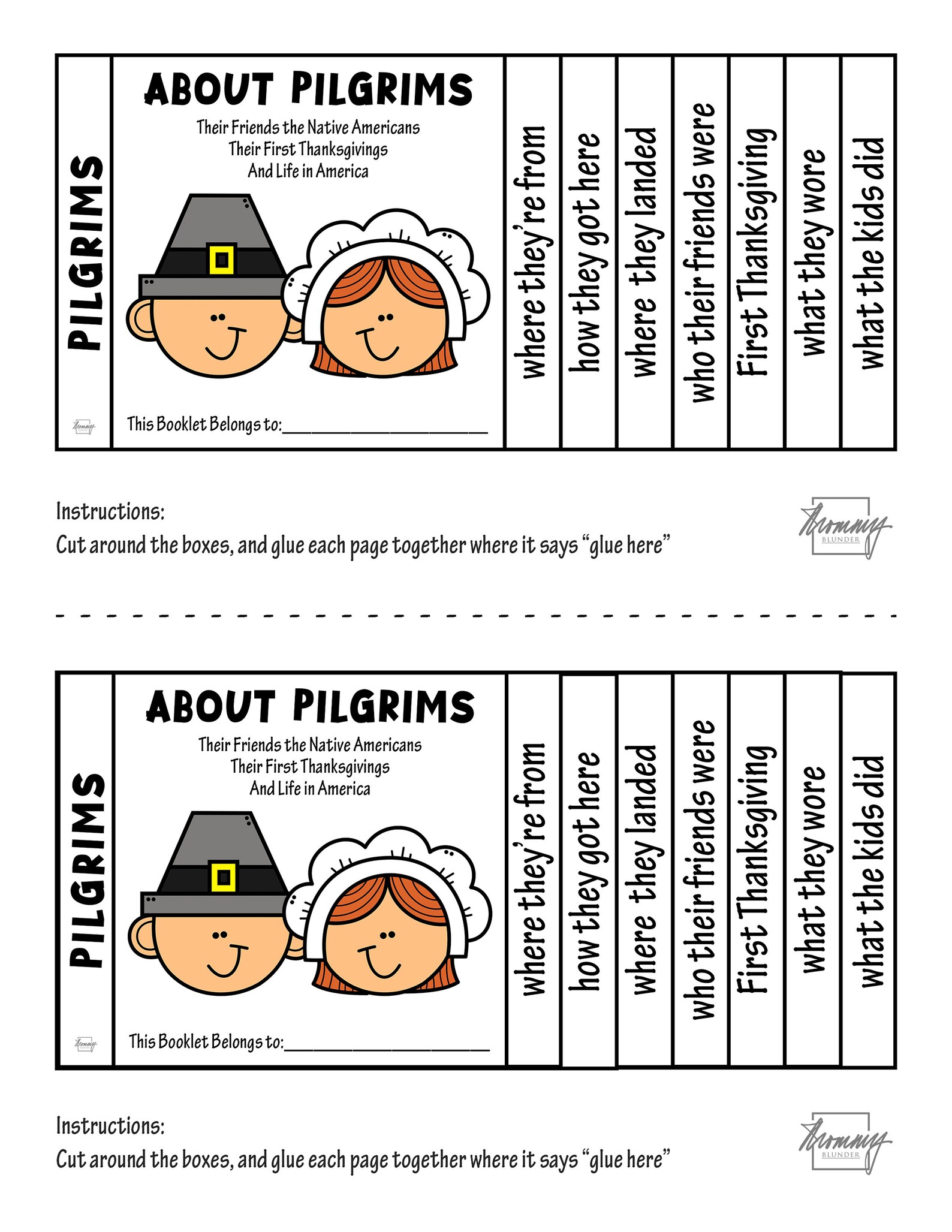 All About Pilgrims Mini Book - Etsy