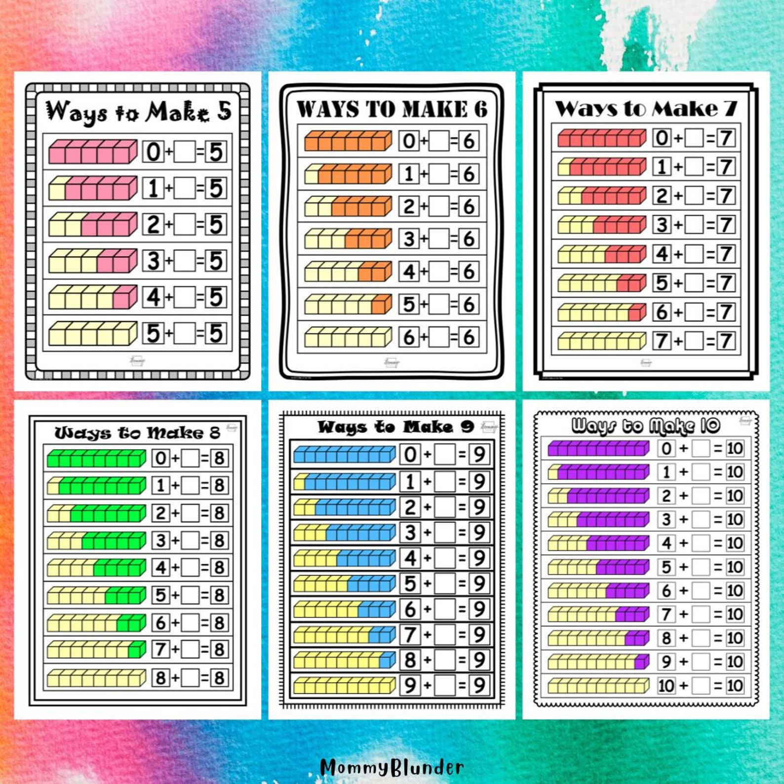 Addition Practice Sheets: Ways to Make 5-10 (digital Download) - Etsy