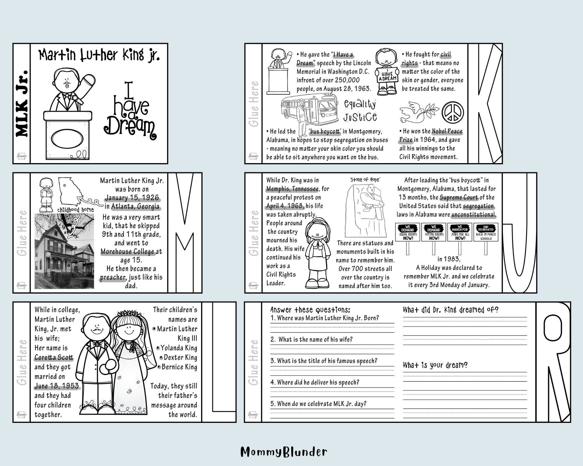Martin Luther King Jr. Mini Booklet | Mini Lesson Book | About MLK Jr ...