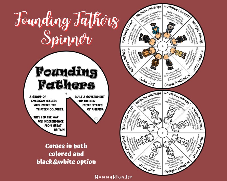 Founding Fathers Booklet & Spinner Bundle | Educational Bundle ...