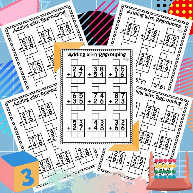 Addition With Regrouping | Anchor Chart | With 5 Addition Practice ...