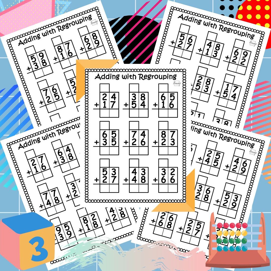 Addition With Regrouping Anchor Chart + Practice Sheets (digital ...