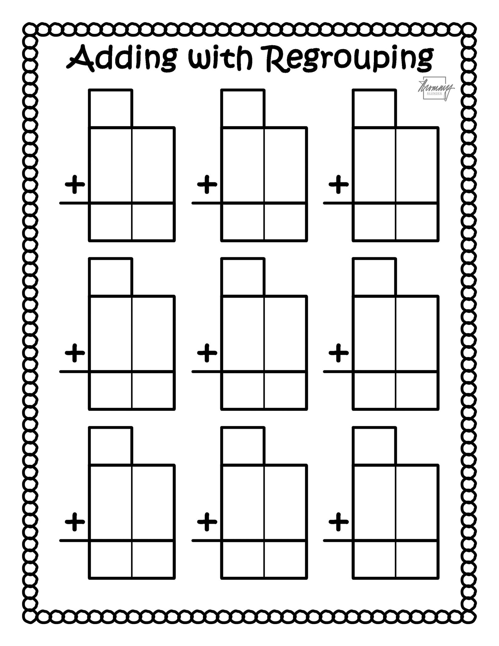 Addition With Regrouping Anchor Chart With 5 Addition Practice Sheets 