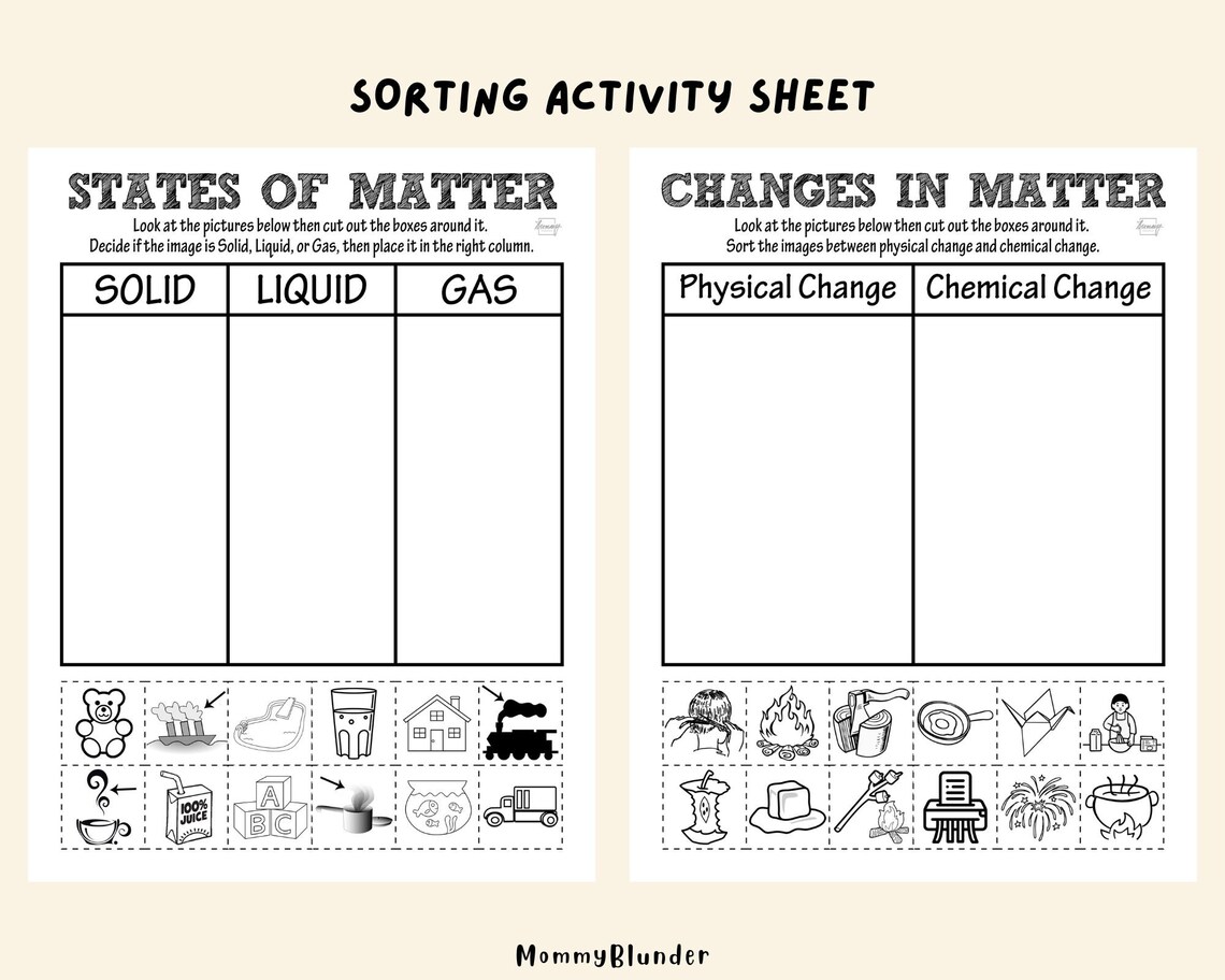 States of Matter | Changes in Matter | Anchor Chart + Activity Sheet - Etsy