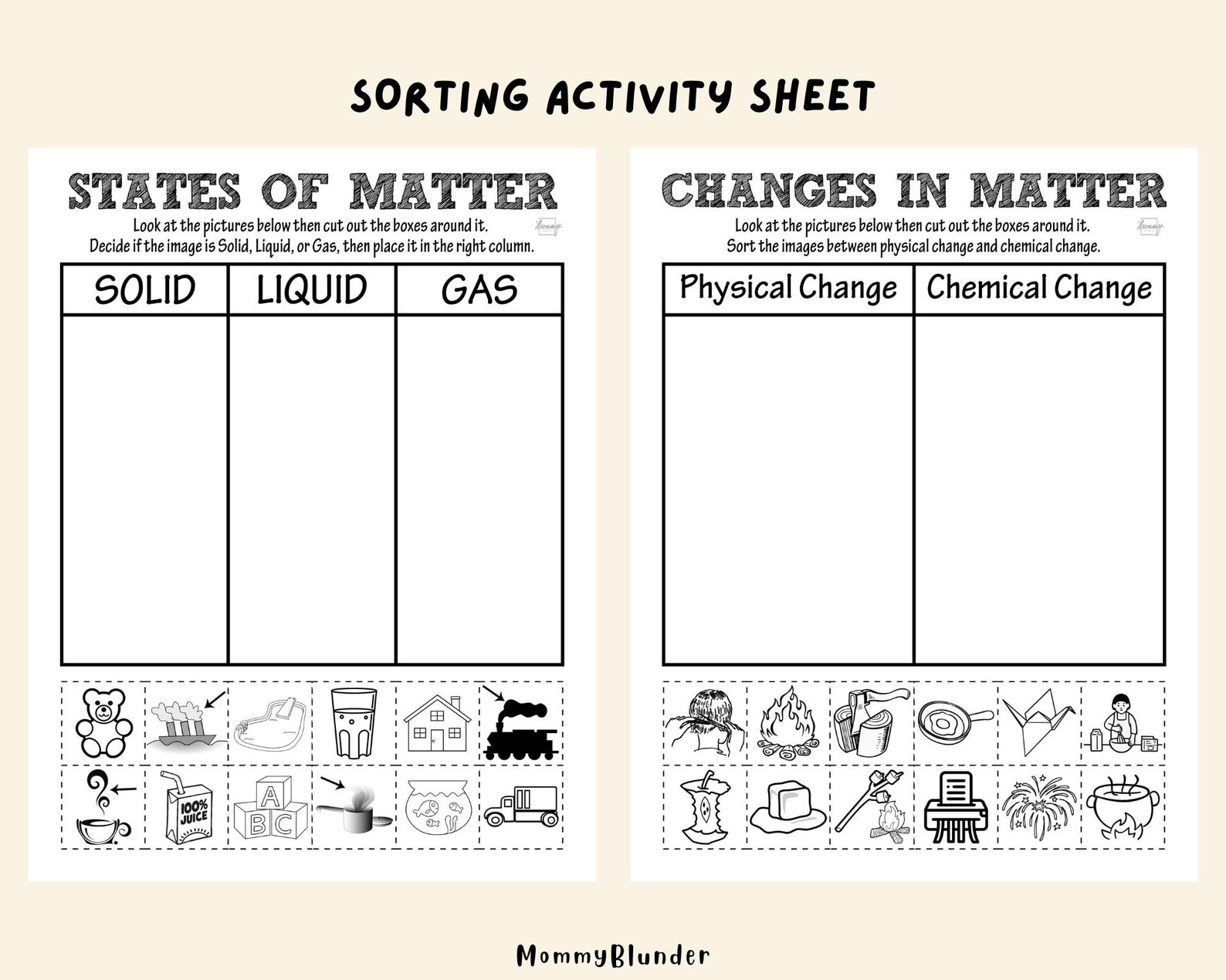 States of Matter | Changes in Matter | Anchor Chart + Activity Sheet - Etsy