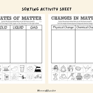 States of Matter | Changes in Matter | Anchor Chart + Activity Sheet - Etsy