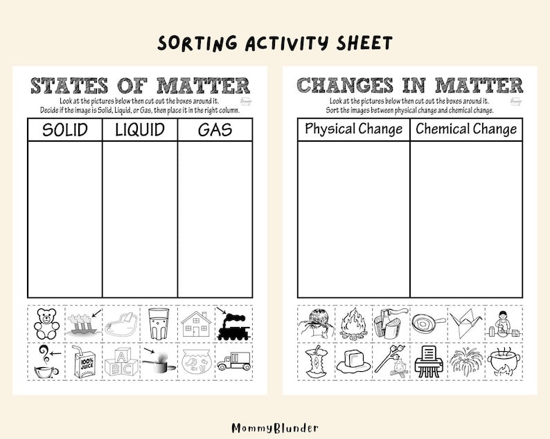 States of Matter | Changes in Matter | Anchor Chart + Activity Sheet - Etsy