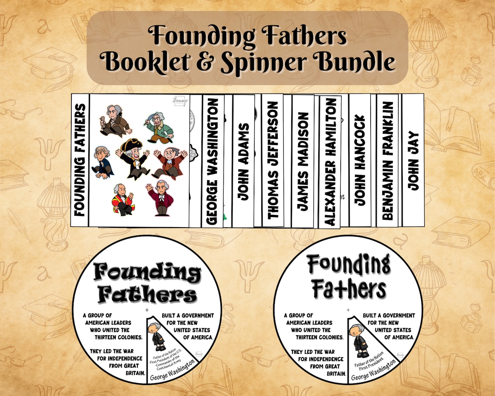 Founding Fathers Booklet & Spinner Bundle | Educational Bundle ...