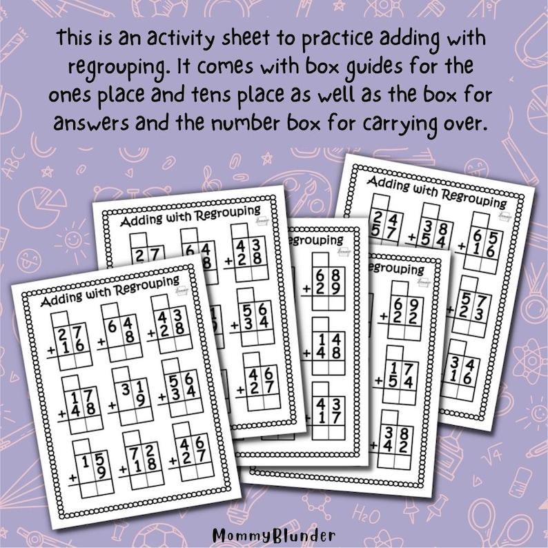 Addition With Regrouping Anchor Chart + Practice Sheets (digital ...