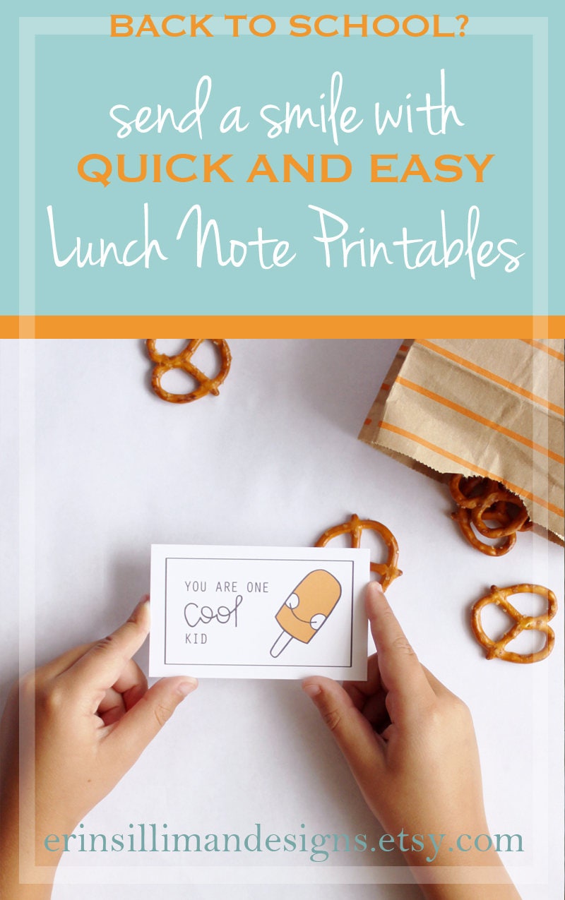 Fun Lunch Time Note Printables, First Day Back to School Notes for Kid ...