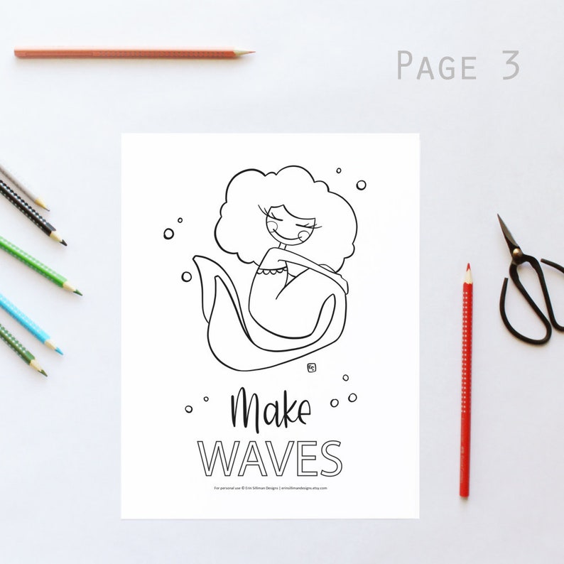 Mermaid Coloring Book Pages Printable Motivational Mermaid - Etsy