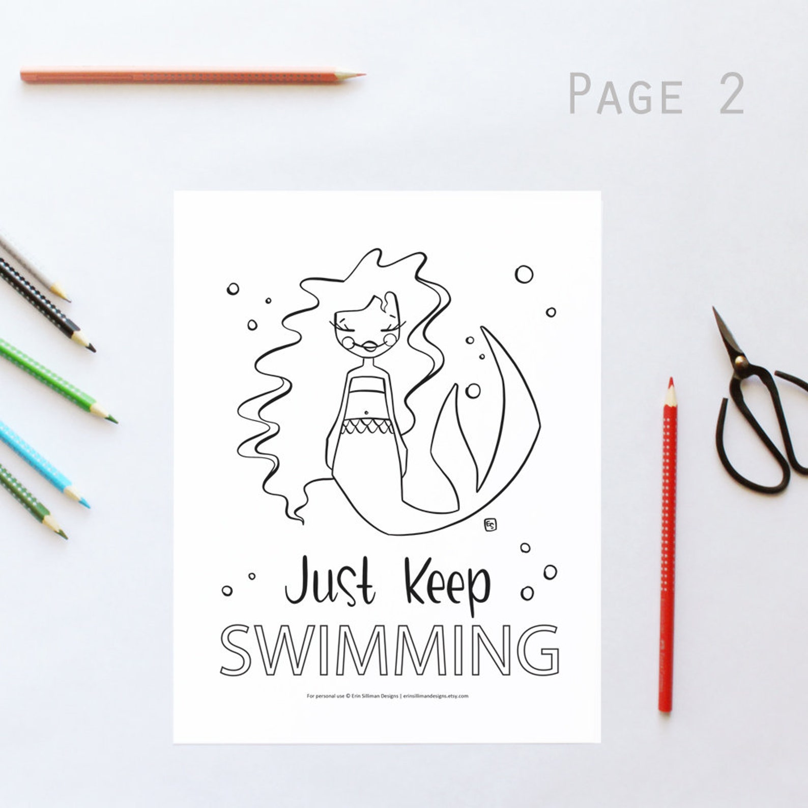 Mermaid Coloring Book Pages Printable Motivational Mermaid - Etsy