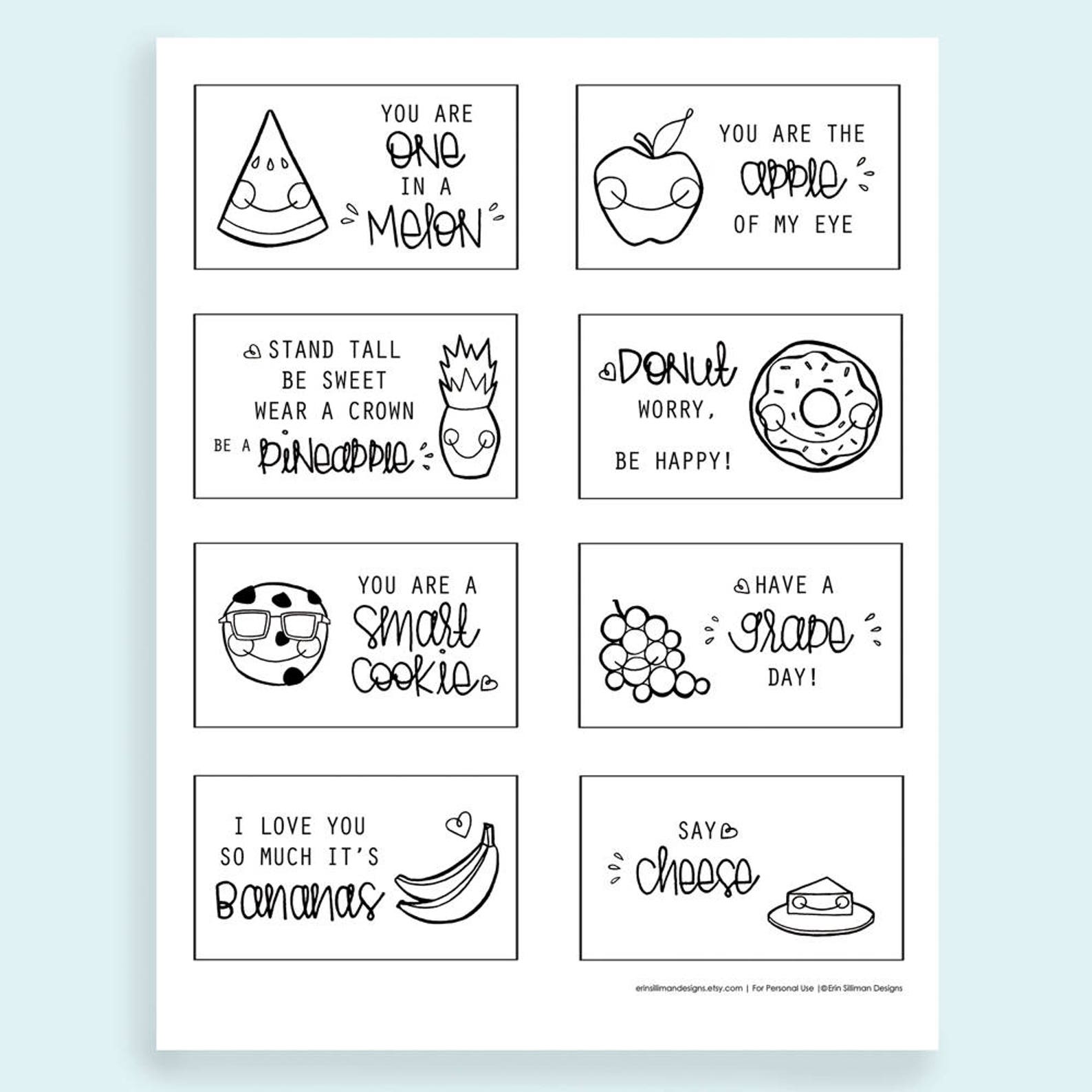 Lunch Note Printable for Kids, Fun Food Pun Cards for Lunch Box, Lunch ...