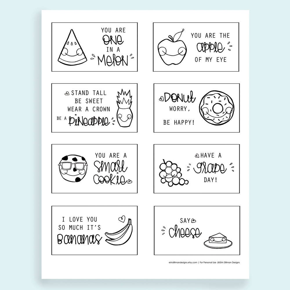 Lunch Note Printable for Kids, Fun Food Pun Cards for Lunch Box, Lunch ...