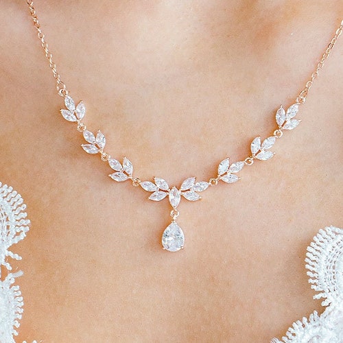 Bridal Simple Necklace Bridal Crystal Necklace Rhinestone - Etsy