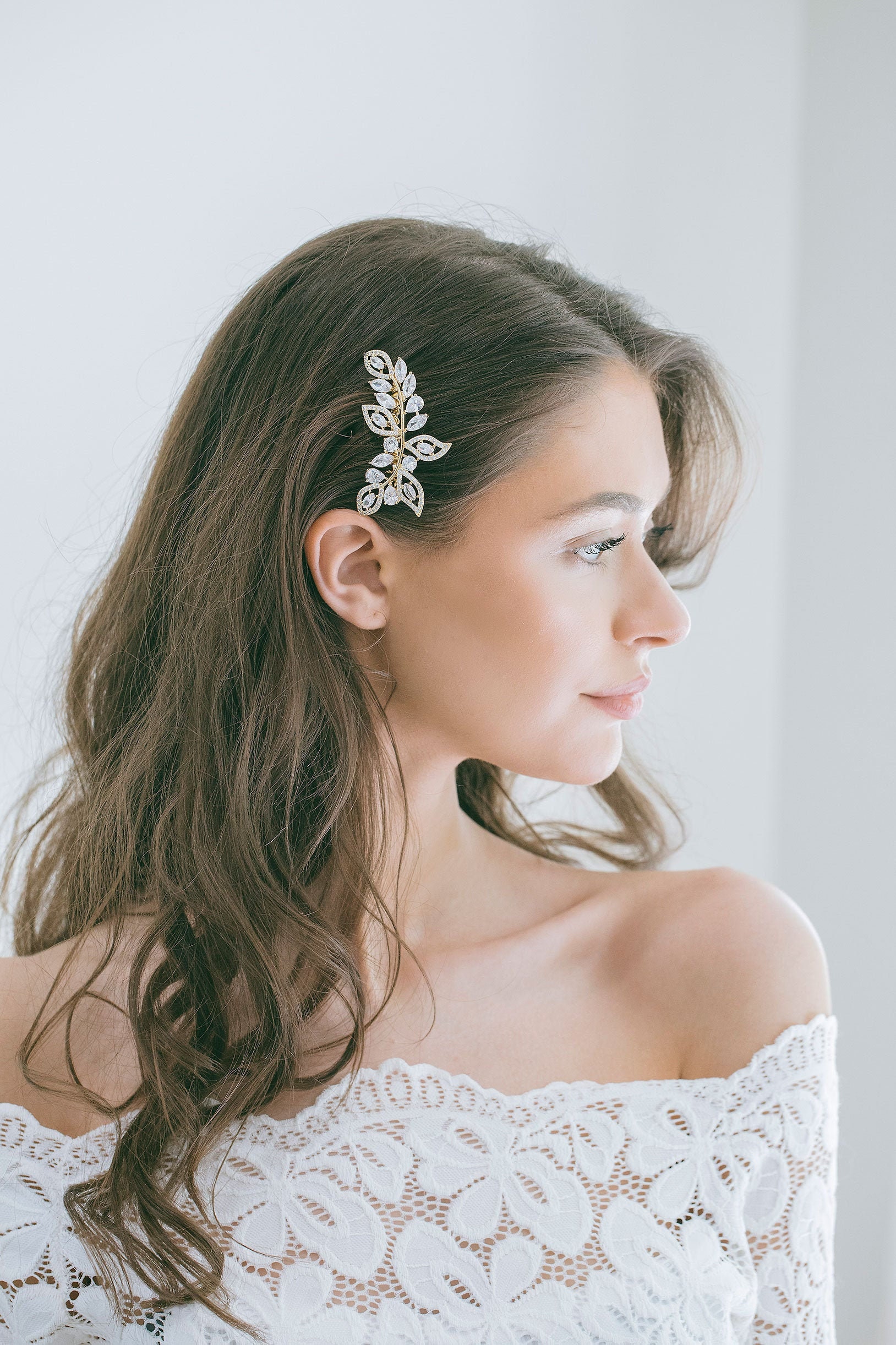 Bridal Crystal Side Hair Comb, Bridal Side Comb, Rhinestone Comb, Rose ...