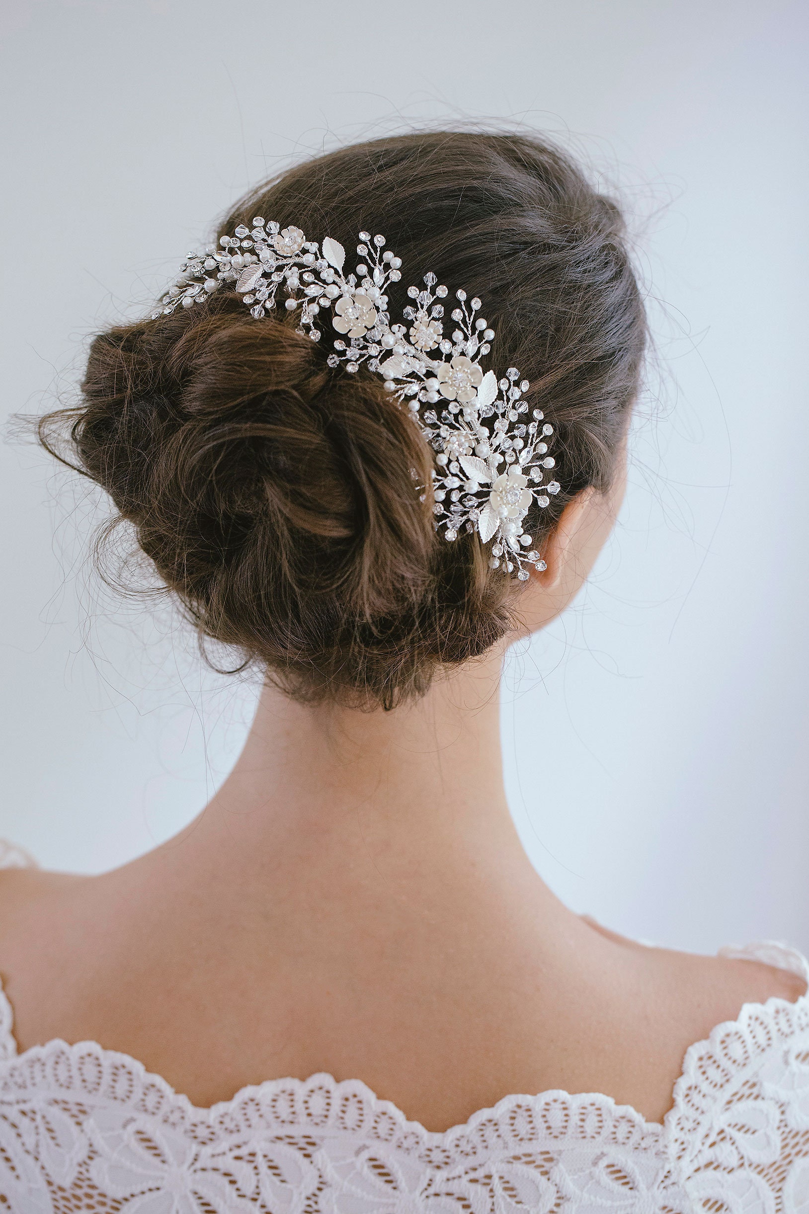 Bridal Flower Hair Clip Floral Hair Clip Flower Hair Vine - Etsy