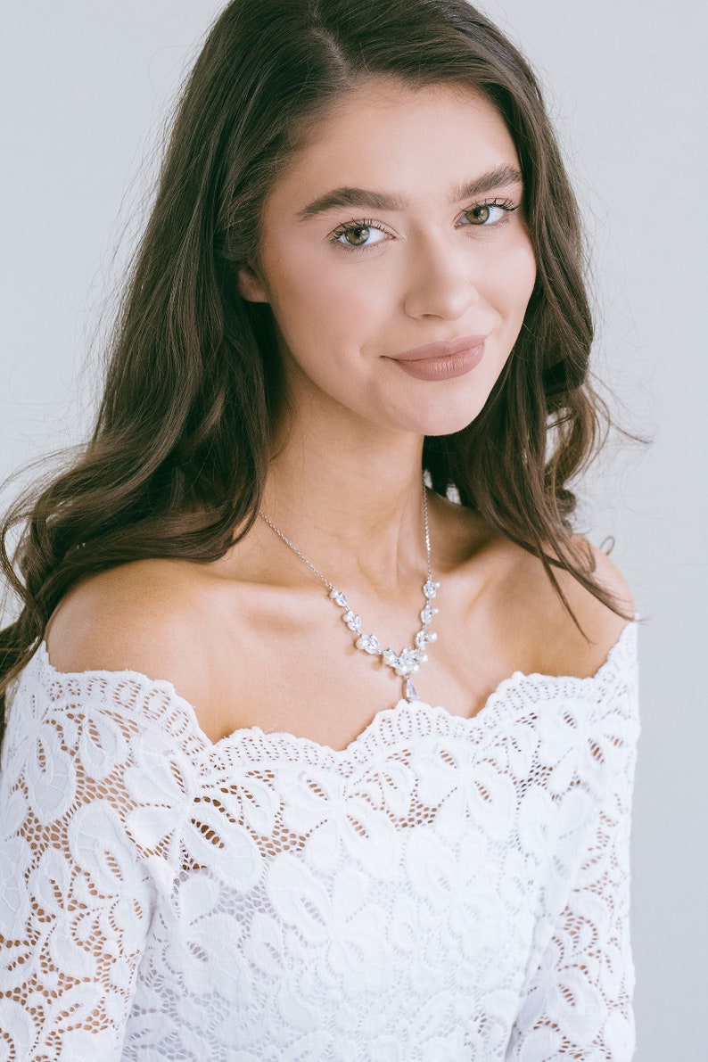 Bridal Simple Necklace Bridal Crystal Necklace Rhinestone - Etsy