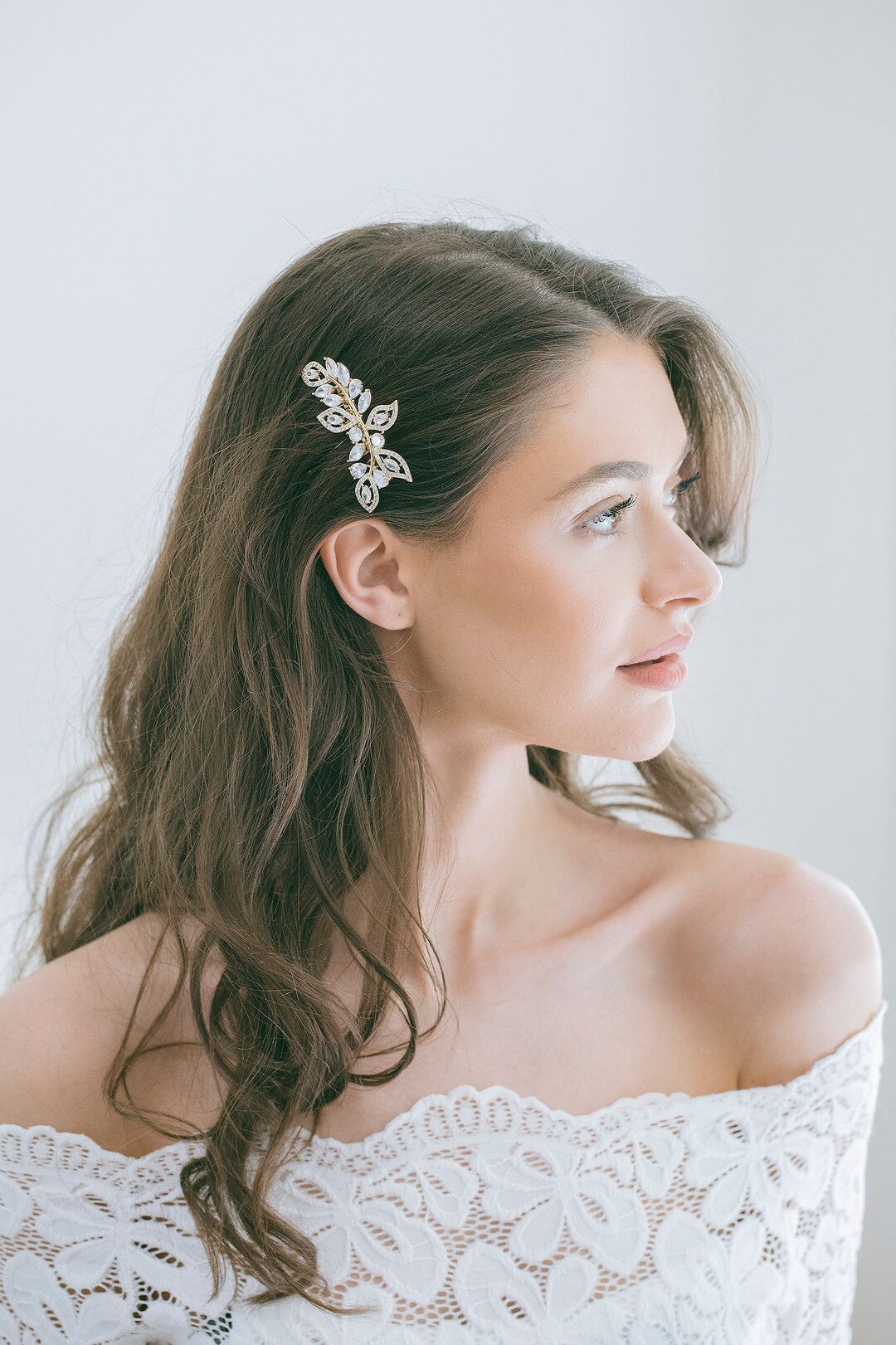 Bridal Crystal Side Hair Comb, Bridal Side Comb, Rhinestone Comb, Rose ...