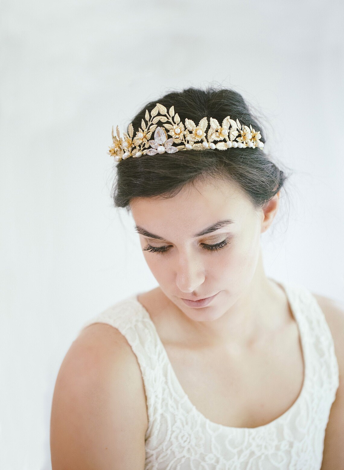 Gold Bridal Tiara Crown, Wedding Tiara, Gold Bridal Crown, Gold Leaf ...