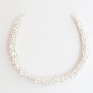 Bridal Pearl Spray Headband, Silver Headband, Wedding Crown, Pearl ...