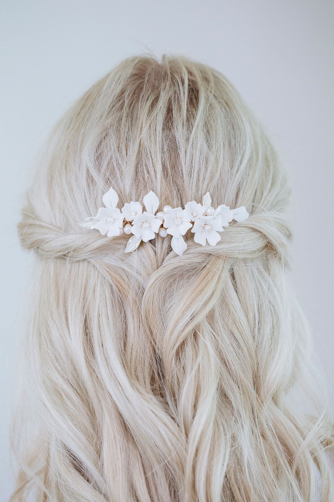 Bridal White Flower Hair Accessories, Flower Comb, Floral Hair Comb ...