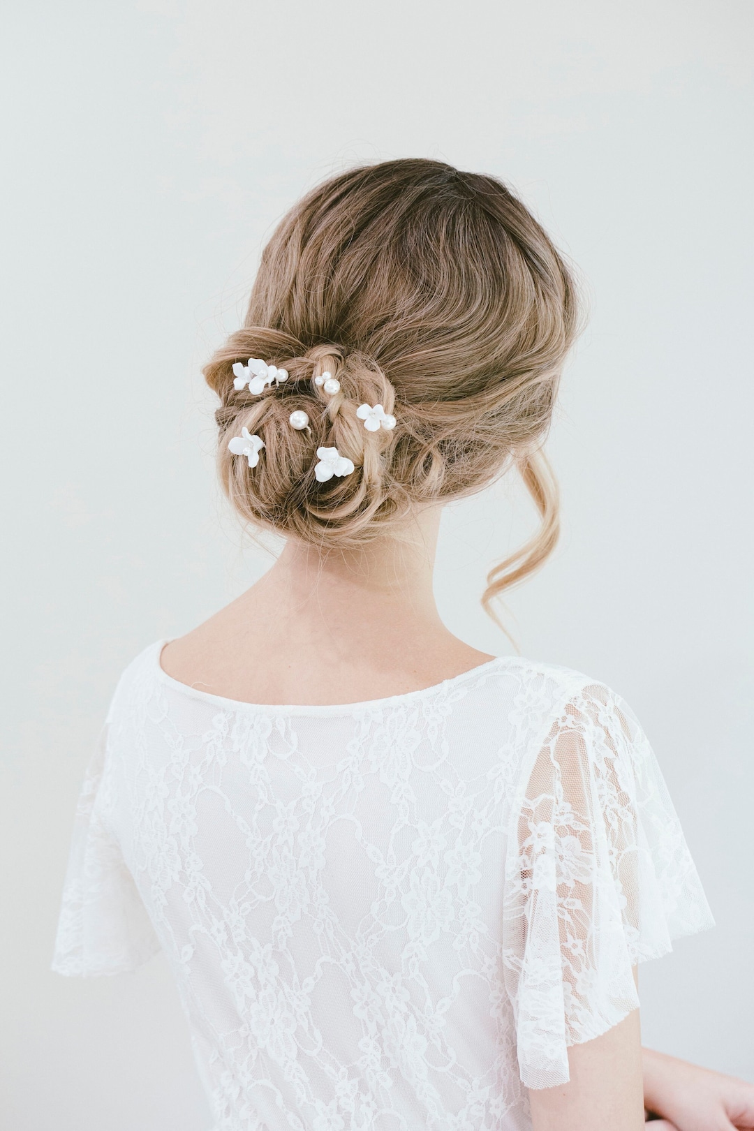 Bridal Pearl Flower Hair Pin Set, Bridal Flower Pins, Flower Girl Hair ...