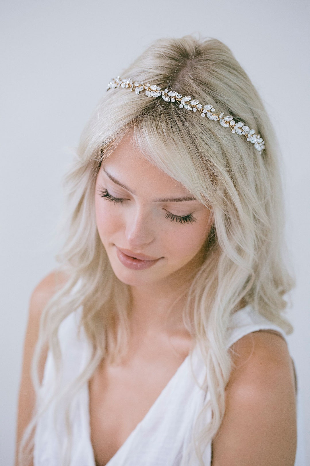 Bridal Crystal Thin Headband, Silver Gold Headband, Silver Tiara ...