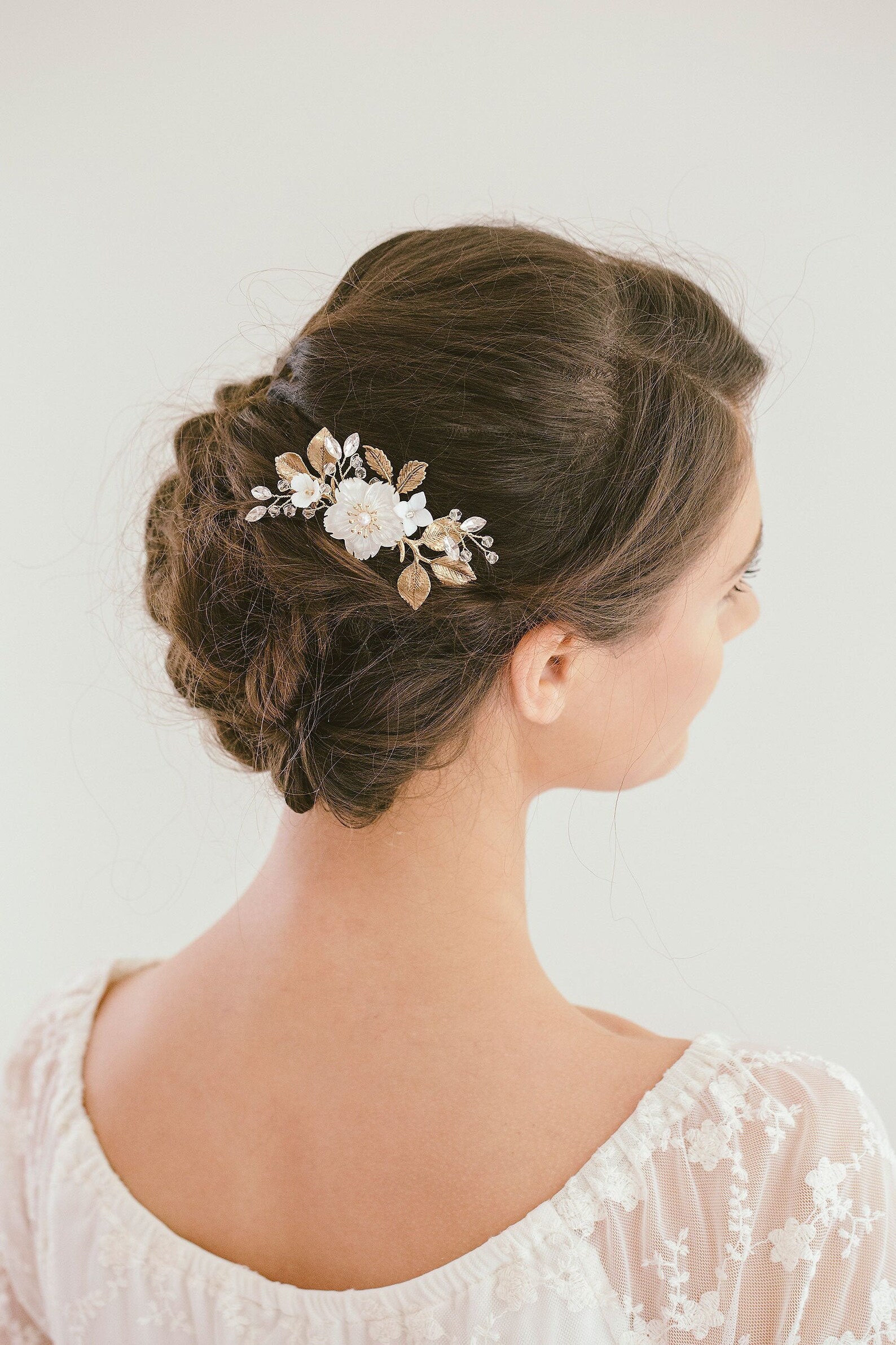Bridal Hair Comb Gold Flower Side Comb Bridal Hair - Etsy