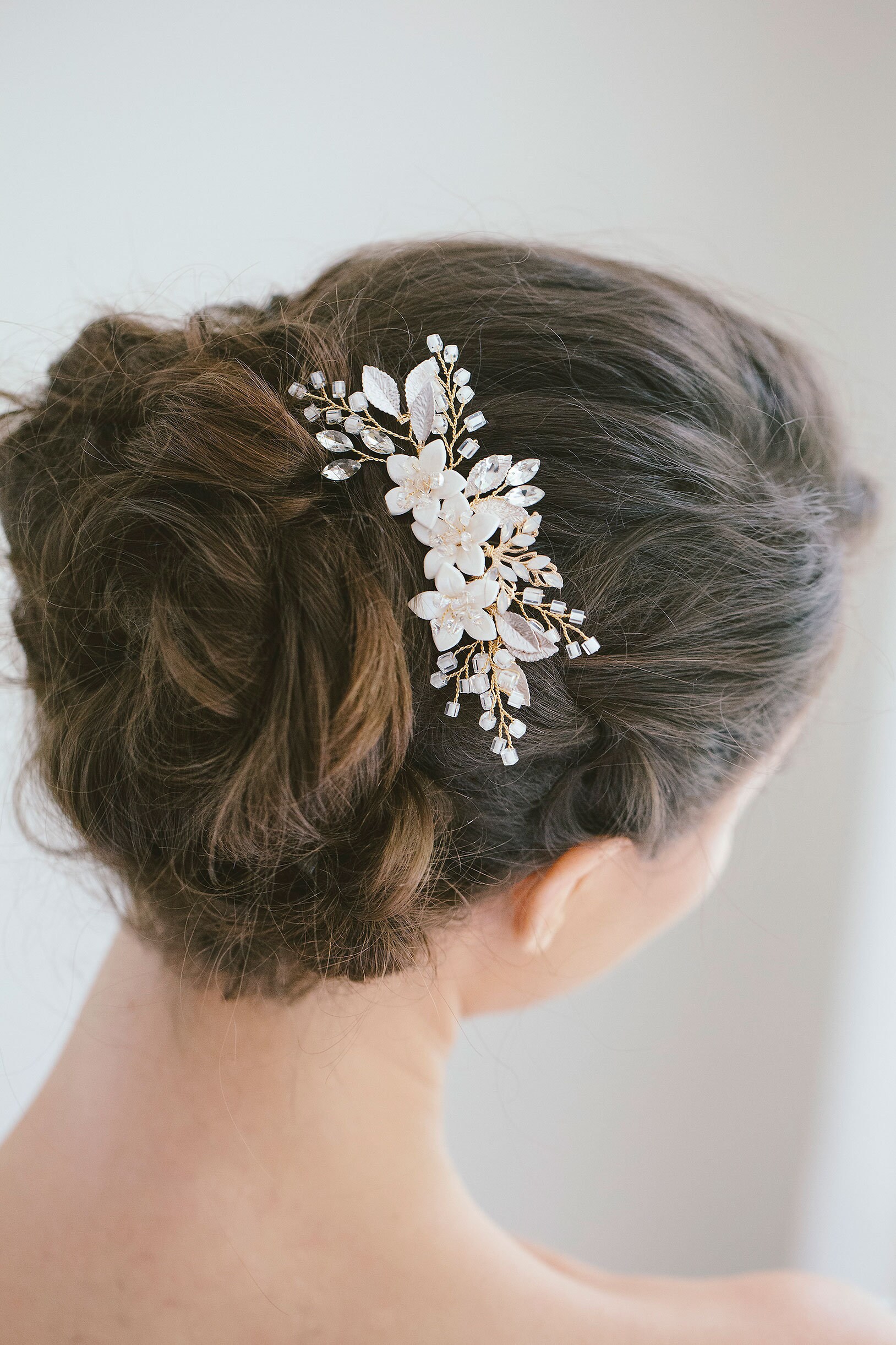 Bridal Flower Hair Comb Side Comb, Floral Hair Comb, Bridal Side Comb ...