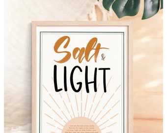 Salt and Light. Matthew 5:13-16 Be the Light. Bible Verse Wall Art ...