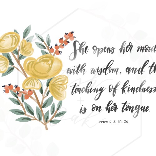 PRINTABLE Scripture Card-proverbs 31:26 Bible Verse Card for - Etsy