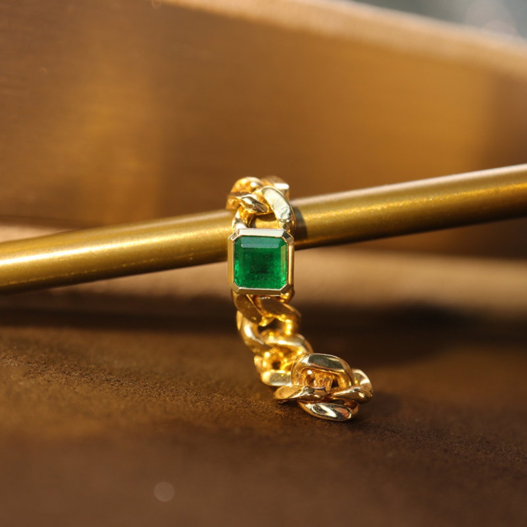 18K Gold Ring 0.47ct Colombia Emerald Ring Muzo Emerald Colombia Vivid ...